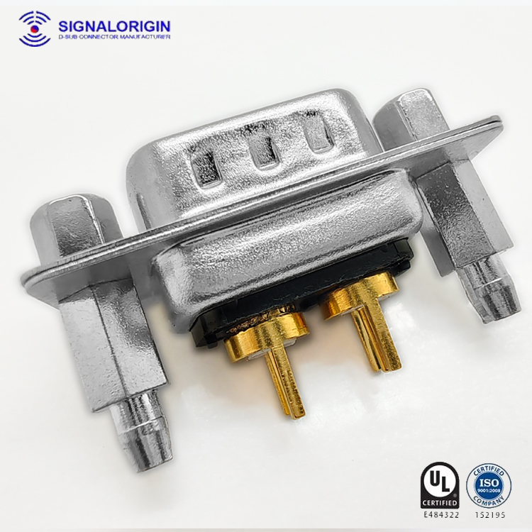 D-Sub 2W2 Male Coaxial RF Straight Connector, PCB Mount Boardlock Type ...