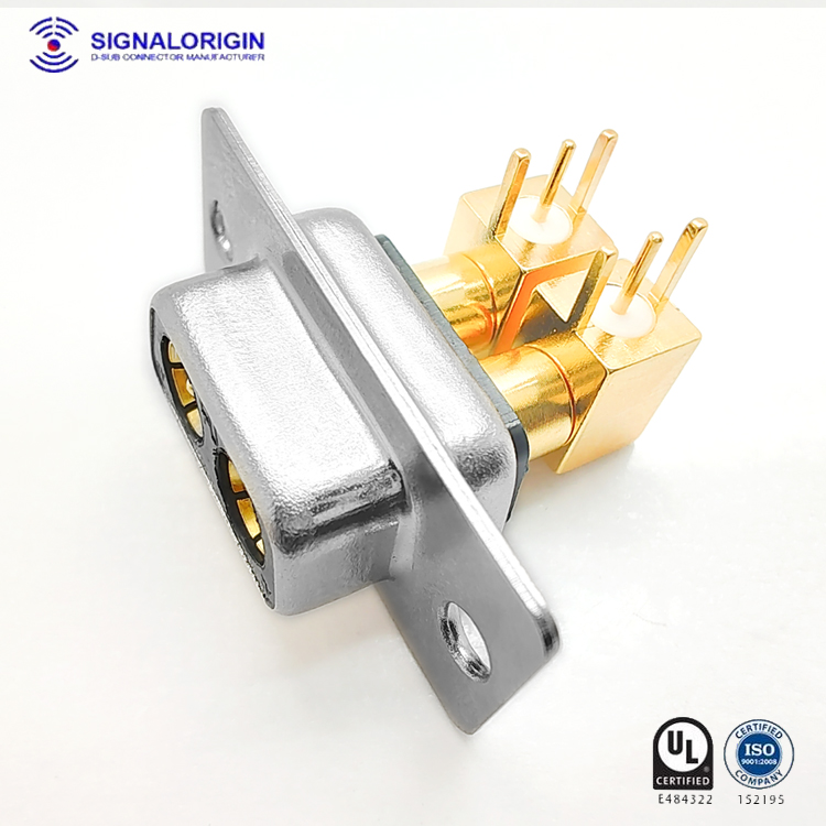D-Sub 2W2 Female Coaxial RF Right Angle PCB Mount Connector for High ...