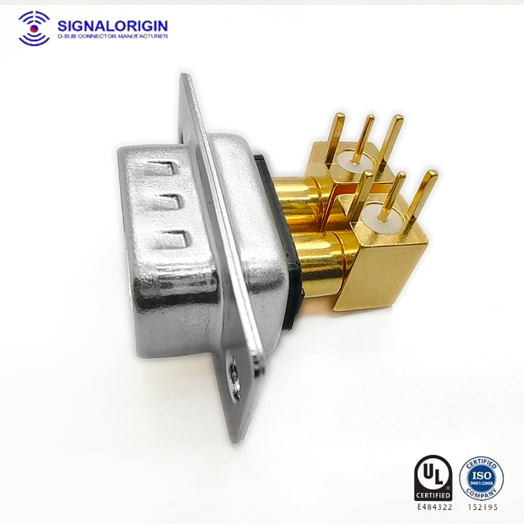D-Sub 2W2 Male Coaxial RF Right Angle PCB Mount Connector for High ...