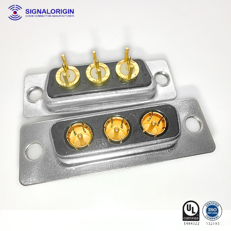 D-Sub 3W3 Female Coaxial RF Straight Connector, PCB Mount High ...